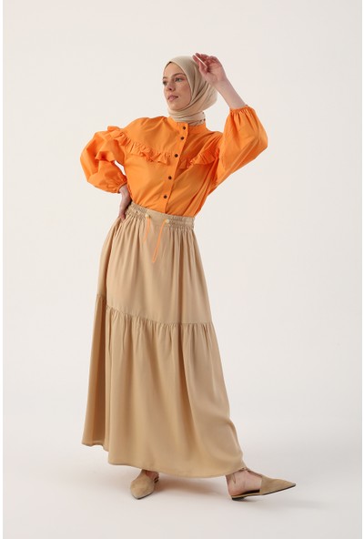 ALLDAY Beli Lastikli Cepli Etek