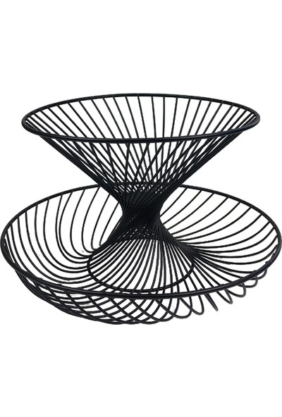 SunniMix Demir Sanat 2-Tier Meyve Sepeti Tutucu Standı Tezgah Saklama Raf Ağır Hizmet