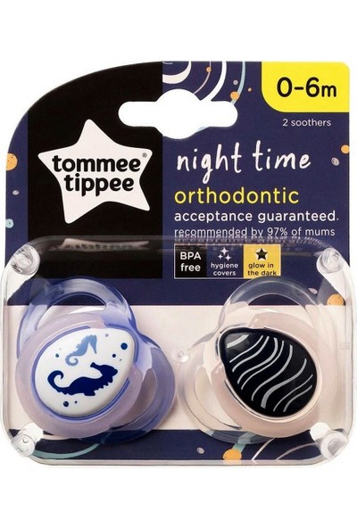 Tommee Tippee Ortodontik Gece Emziği 2'li 0-6 Ay Tommee Tippee Ortodontik Gece Emziği 2'li 0-6 Ay