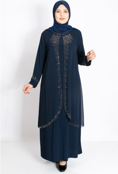 Modaviki Taş Işleme Detaylı Abiye Lacivert MDA2224