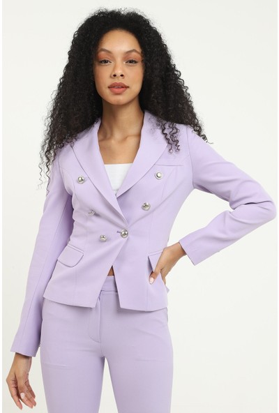 Mangosteen Kadın Lila Altı Düğmeli Klasik Ceket Mangosteen Kadın Lila Altı Düğmeli Klasik Ceket