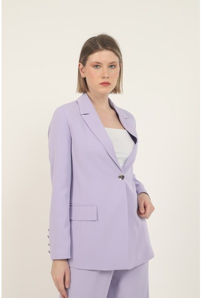 Mangosteen Kadın Lila Tek Düğmeli Ceket