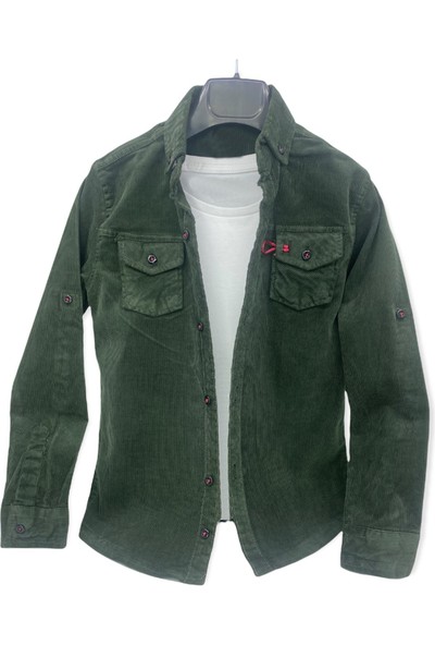Asortik Kids Asortik Erkek Çocuk Katlama Kol Kadife Kumaş Slim Fit Kesim Gömlek