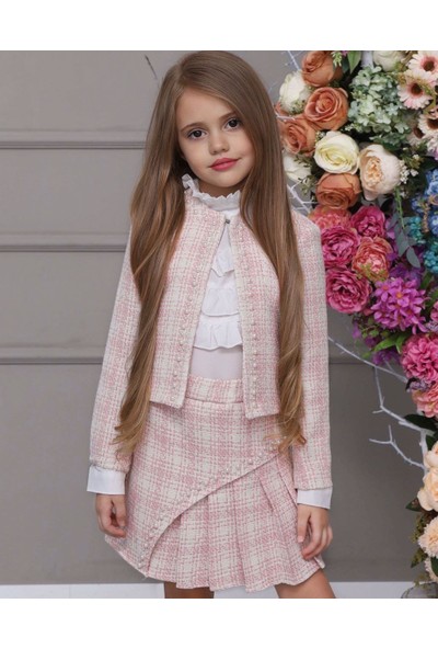Kız Çocuk Etek Ceket Gömlek Takımı