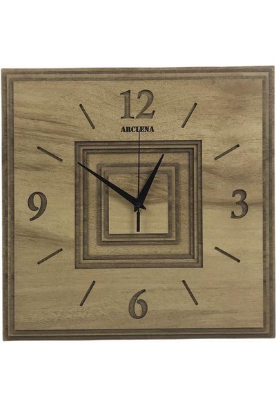 Arclena Dekoratif Sade Tasarım Rosa Ahşap Kare Duvar Saati