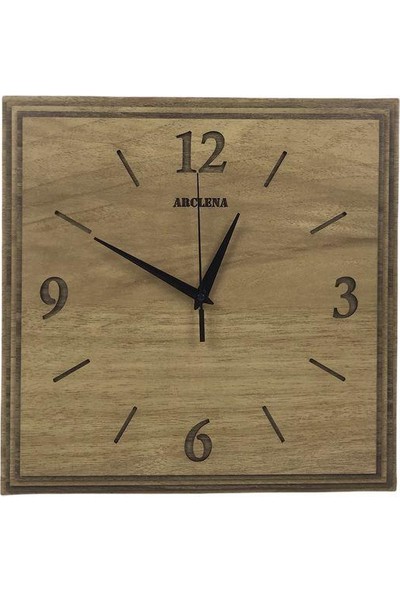 Arclena Dekoratif Sade Tasarım Tulipa Ahşap Kare Duvar Saati