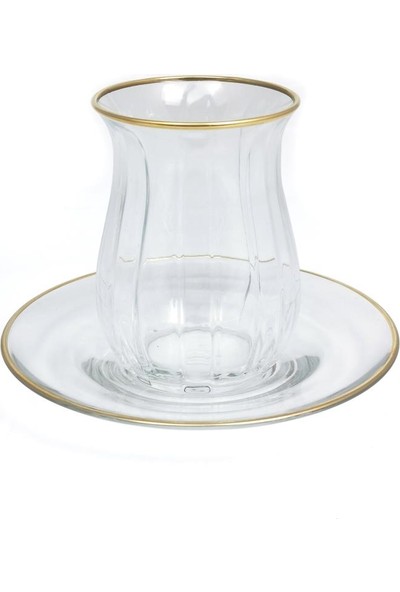 Linka 6'lı Gerçek Altın Yaldızlı Çay Bardağı Takımı Seti