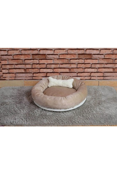 Cookie Pet Yıkanabilir Yuvarlak Köpek Kedi Yatağı 60 cm Bej Cookie Pet Yıkanabilir Yuvarlak Köpek Kedi Yatağı 60 cm Bej