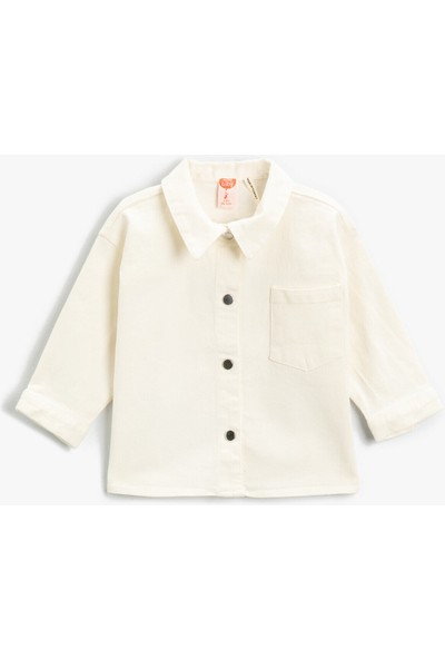 Koton Sırtı Çiçek Baskılı Klasik Yaka Çıtçıtlı Uzun Kollu Ceket Pamuklu