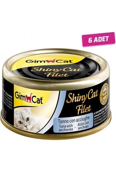 6 Adet - Gimcat Shinycat Kıyılmış Fileto Tuna Ançuez Yetişkin Kedi Konservesi 70 gr 6 Adet - Gimcat Shinycat Kıyılmış Fileto Tuna Ançuez Yetişkin Kedi Konservesi 70 gr