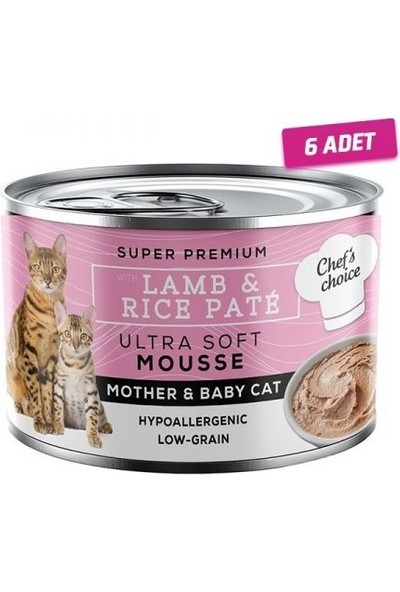 6 Adet - Chefs Choice Mother & Baby Cat Soft Mousse Anne ve Yavru Kedi Konservesi 200 gr 6 Adet - Chefs Choice Mother & Baby Cat Soft Mousse Anne ve Yavru Kedi Konservesi 200 gr