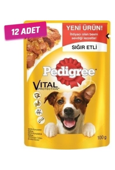 12 Adet - Pedigree Sığır Etli Konserve Yetişkin Köpek Maması 100 gr 12 Adet - Pedigree Sığır Etli Konserve Yetişkin Köpek Maması 100 gr