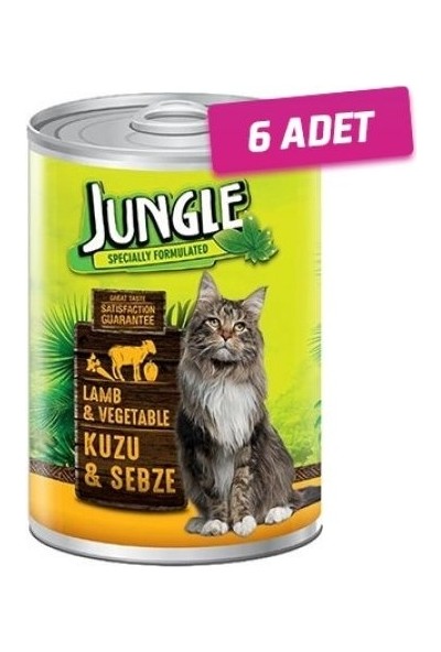 6 Adet - Jungle Kuzu Etli ve Sebzeli Yetişkin Kedi Konservesi 415 gr 6 Adet - Jungle Kuzu Etli ve Sebzeli Yetişkin Kedi Konservesi 415 gr