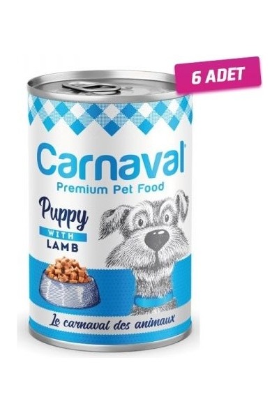 6 Adet - Carnaval Premium Dog Kuzu Etli Yavru Köpek Konservesi 400 gr 6 Adet - Carnaval Premium Dog Kuzu Etli Yavru Köpek Konservesi 400 gr