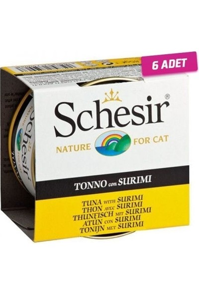 6 Adet - Schesir Ton Balık ve Surimi Jöleli Kedi Konservesi 85 gr