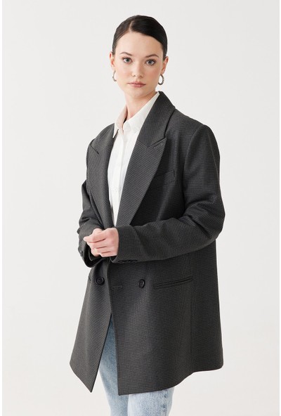 Suud Collection Kareli Oversize Blazer Ceket