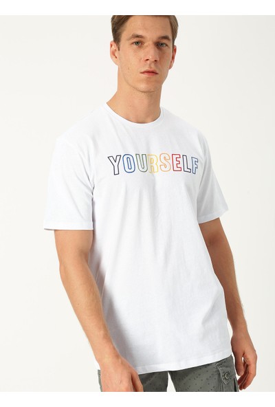 Only & Sons Renkli Yazılı Beyaz T-Shirt