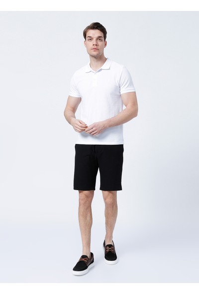 Fabrika Normal Bel Geniş Fit Düz Siyah Erkek Bermuda Şort - Katar Fabrika Normal Bel Geniş Fit Düz Siyah Erkek Bermuda Şort - Katar