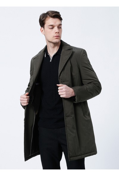 Paltoi Mono Yaka Standart Kalıp Düz Haki Erkek Kaban - 9394