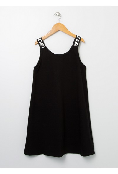 Funky Rocks Düz Yaka Standart Kalıp Baskılı Siyah Kız Çocuk Elbise - DRG-05