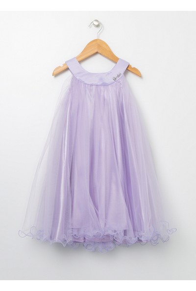 Barbie Bisiklet Yaka Lila Kız Çocuk Elbise - 22PRB-325 Barbie Bisiklet Yaka Lila Kız Çocuk Elbise - 22PRB-325