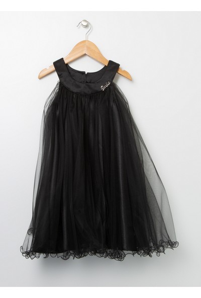 Barbie Bisiklet Yaka Siyah Kız Çocuk Elbise - 22Prb-325 Barbie Bisiklet Yaka Siyah Kız Çocuk Elbise - 22Prb-325