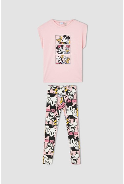 DeFacto Kız Çocuk Disney Mickey & Minnie Lisanslı Regular Fit Bisiklet Yaka Kısa Kollu Tişört Tayt Takım X1613A622SM DeFacto Kız Çocuk Disney Mickey & Minnie Lisanslı Regular Fit Bisiklet Yaka Kısa Kollu Tişört Tayt Takım X1613A622SM