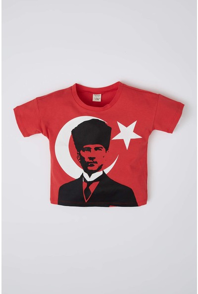 DeFacto Erkek Bebek Regular Fit 23 Nisan Atatürk Türk Bayrağı Baskılı Pamuklu Tişört X6797A222SM DeFacto Erkek Bebek Regular Fit 23 Nisan Atatürk Türk Bayrağı Baskılı Pamuklu Tişört X6797A222SM