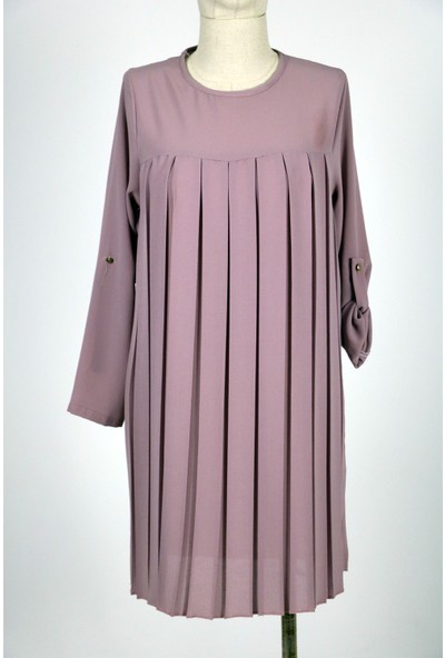 Hepyen Lila Önü Pileli Krep Tunik