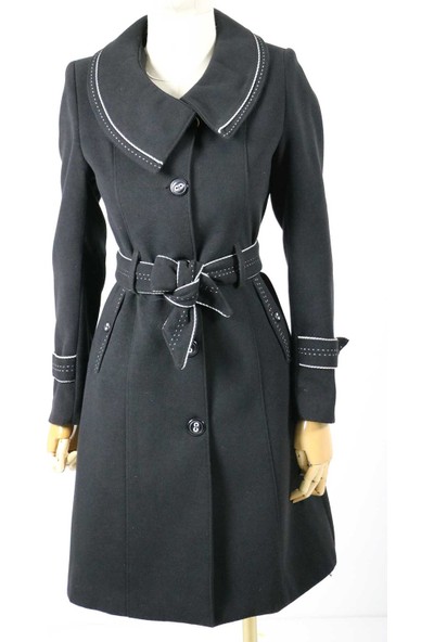 Hepyen Füme Yakası Çizgi Detaylı Kaşe Kaban