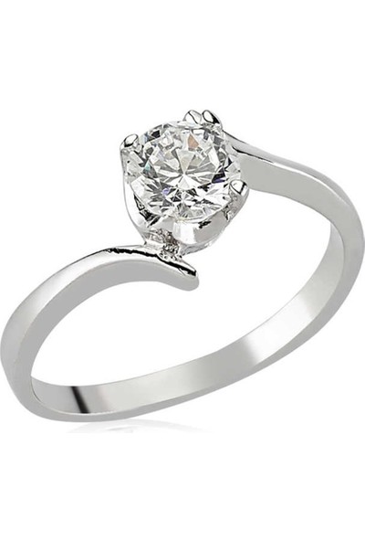 Gumush Gümüş Tek Taş Bayan Yüzük