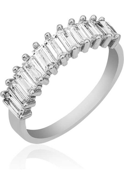 Gumush Gümüş Sıralı Baget Taşlı Bayan Yüzük Gumush Gümüş Sıralı Baget Taşlı Bayan Yüzük