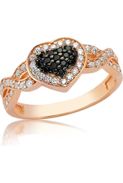 Gumush Gümüş Siyah Sonsuzluk Kalp Bayan Yüzük