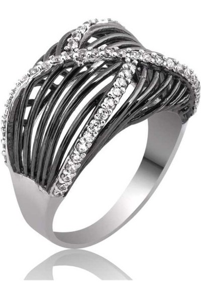 Gumush Gümüş Beyaz Taşlı Bayan Yüzük