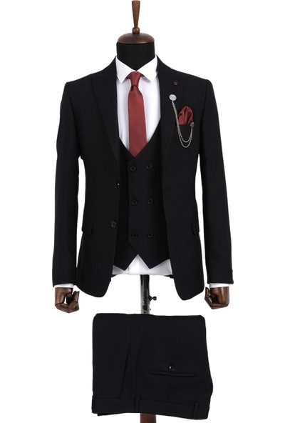 Vito Andolini Siyah Slim Fit Erkek Takım Elbise
