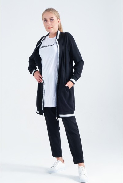 Levendan Tesettür Siyah Kadın 3'lü Eşofman Takımı - LDN1056