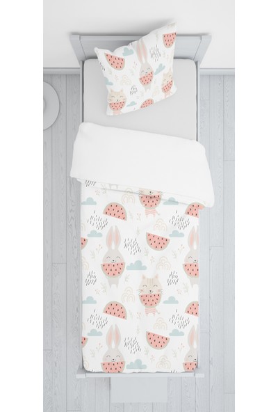 Decoars Karpuz ve Tavşan Figürlü Kadife Yatak Örtüsü Yastık Kılıfı Hediyeli Decoars Karpuz ve Tavşan Figürlü Kadife Yatak Örtüsü Yastık Kılıfı Hediyeli