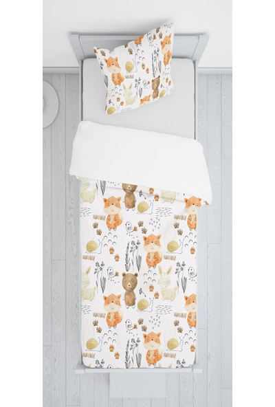 Decoars Tilki ve Ayı Figürlü Kadife Yatak Örtüsü Yastık Kılıfı Hediyeli Decoars Tilki ve Ayı Figürlü Kadife Yatak Örtüsü Yastık Kılıfı Hediyeli