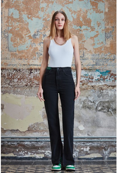 Lee Stba Kadın Siyah Regular Fit Yüksek Bel Jean Pantolon