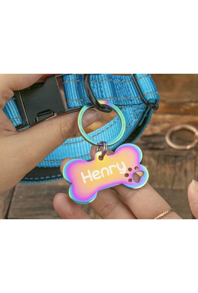 Patimio Isimli Çelik Kedi Köpek Künyesi Rainbow Patimio Isimli Çelik Kedi Köpek Künyesi Rainbow