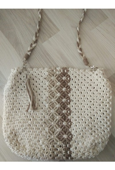 El Yapımı Makrame Papatyalı Çanta