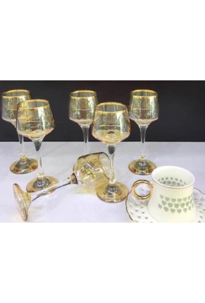 Atabey Home 6lı Lal Kahve Yanı Lusterli Kadeh Bal