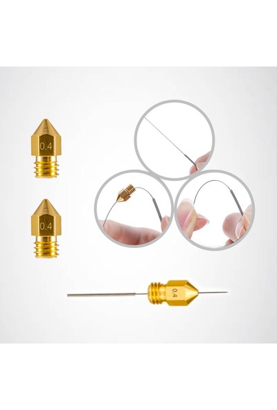 Creality 3D Mk8 Nozzle 0,4 mm ve Temizleme Iğnesi