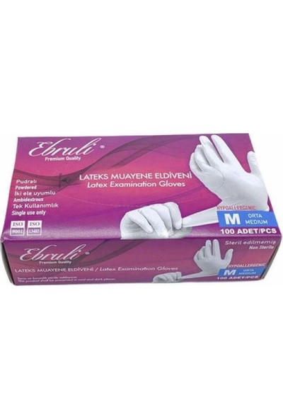 Ebruli Eldiven Pudralı Lateks M 100LÜ Ebruli Eldiven Pudralı Lateks M 100LÜ