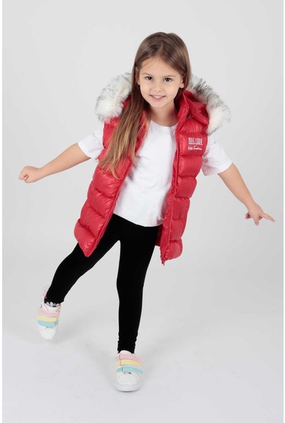 Ahenk Kids Kız Çocuk Kürklü Kapüşonlu Şişme Yelek AK215657