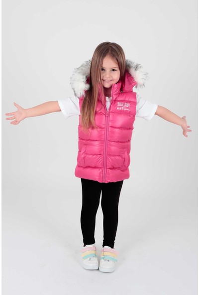 Ahenk Kids Kız Çocuk Kürklü Kapüşonlu Şişme Yelek AK215657
