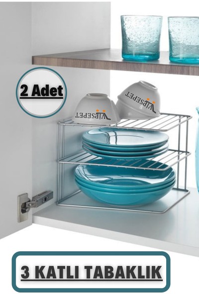 Kitchen Store 2 Adet 3 Katlı Tabaklık Dolap Içi Tabak Mutfak ve Tezgah Düzenleyici Raf Mutfak Rafı Kitchen Store 2 Adet 3 Katlı Tabaklık Dolap Içi Tabak Mutfak ve Tezgah Düzenleyici Raf Mutfak Rafı