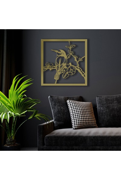 Ferre Monte Humming Bird Metal Duvar Tablosu - 49X49, Altın Sarısı