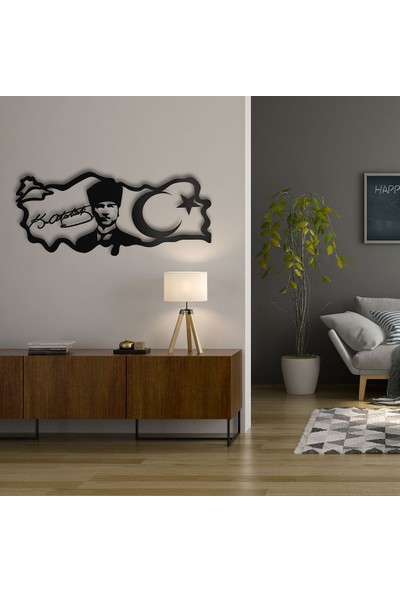 Ferre Monte Atatürk ve Türkiye Metal Duvar Tablosu - 43X99, Siyah Ferre Monte Atatürk ve Türkiye Metal Duvar Tablosu - 43X99, Siyah