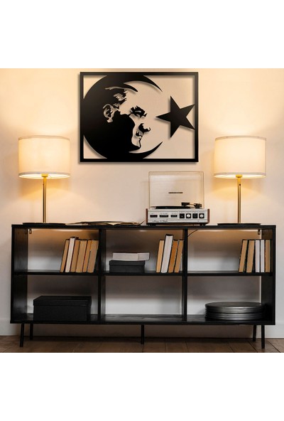 Ferre Monte Atatürk ve Ay-Yıldız Metal Duvar Tablosu - 53X69, Siyah Ferre Monte Atatürk ve Ay-Yıldız Metal Duvar Tablosu - 53X69, Siyah